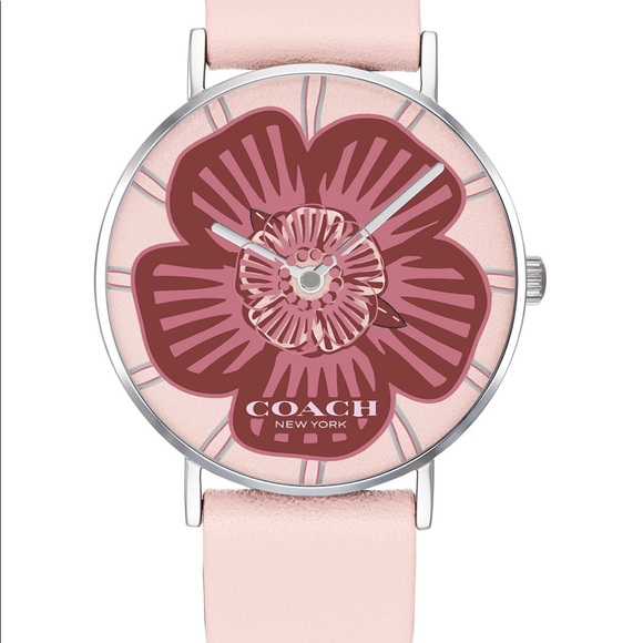 Coach | Accessories | Coach Pink Leather Strap Tea Rose Watch New ...